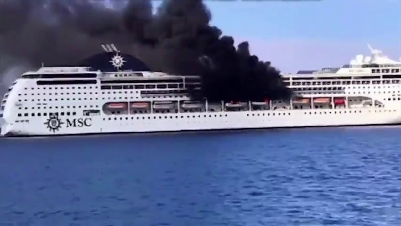 MSC LIRICA Cruise Ship On Fire - CORFU, GREECE - YouTube