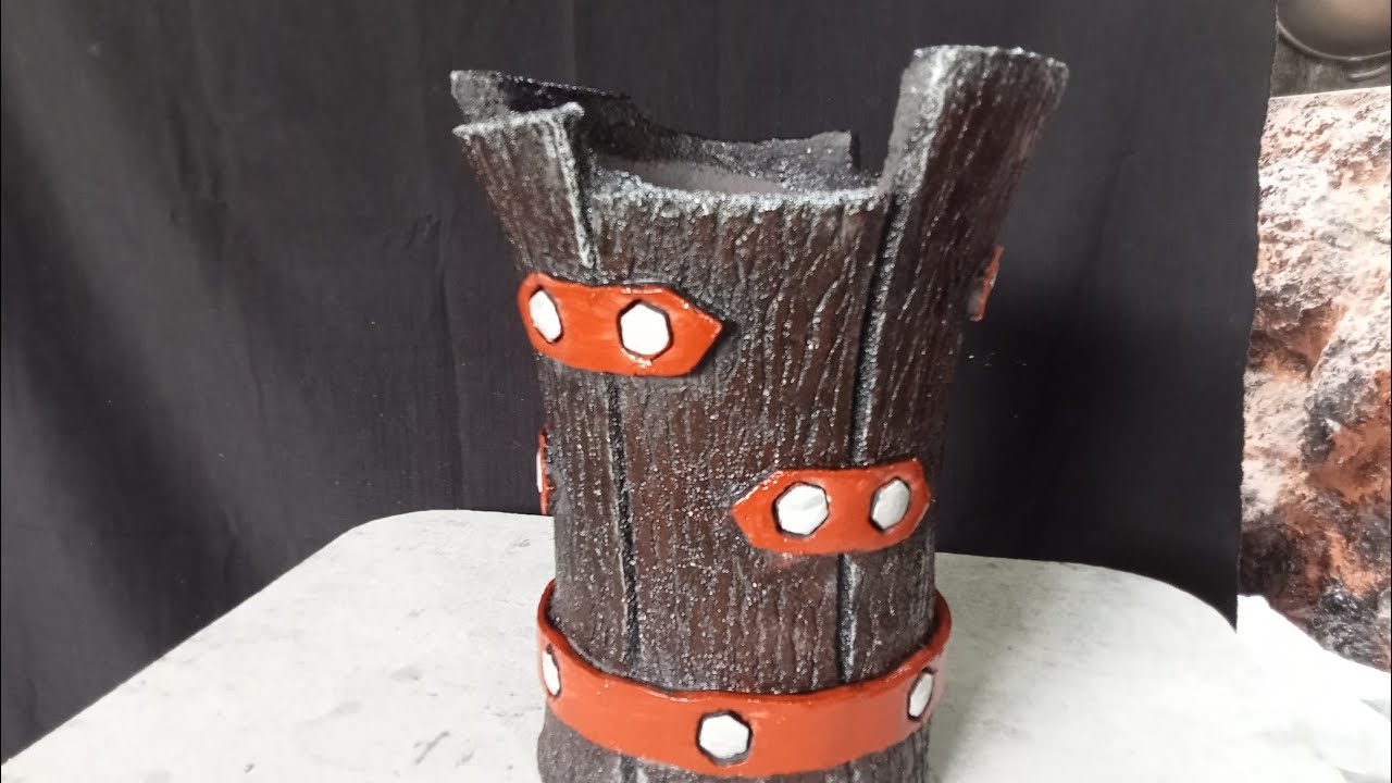 Cara membuat Pot bunga Motif Kayu - YouTube