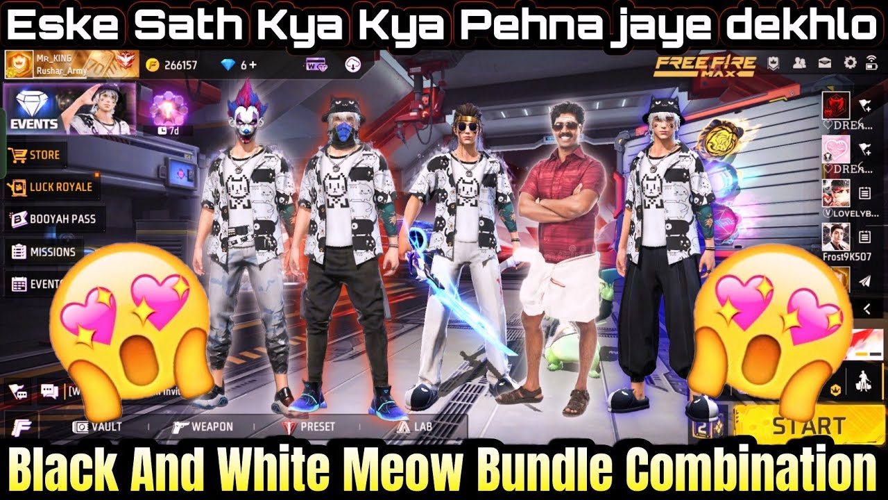 Black And White Meow Bundle Combination | Free Fire New Bundle ...
