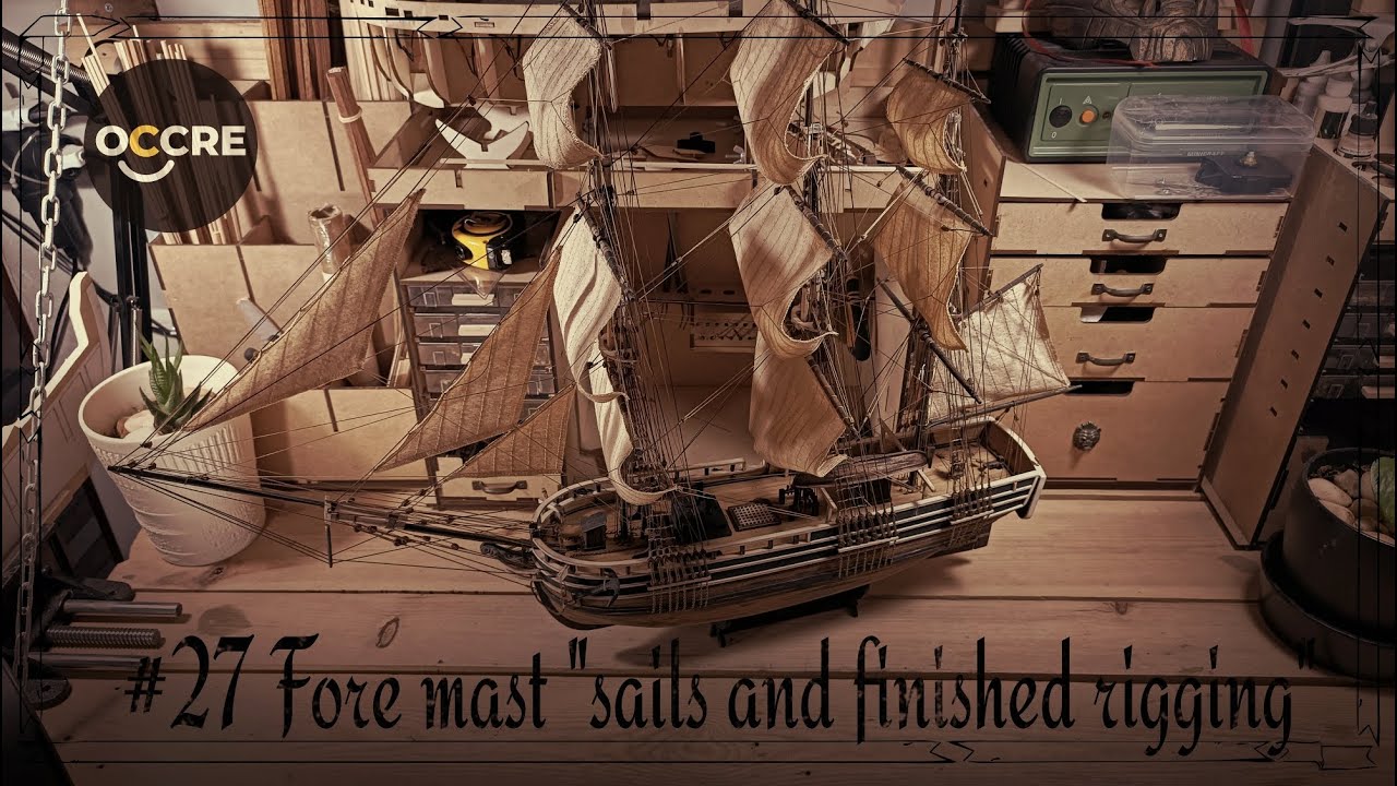 Essex #27 Fore Mast `sails and finished rigging` - YouTube