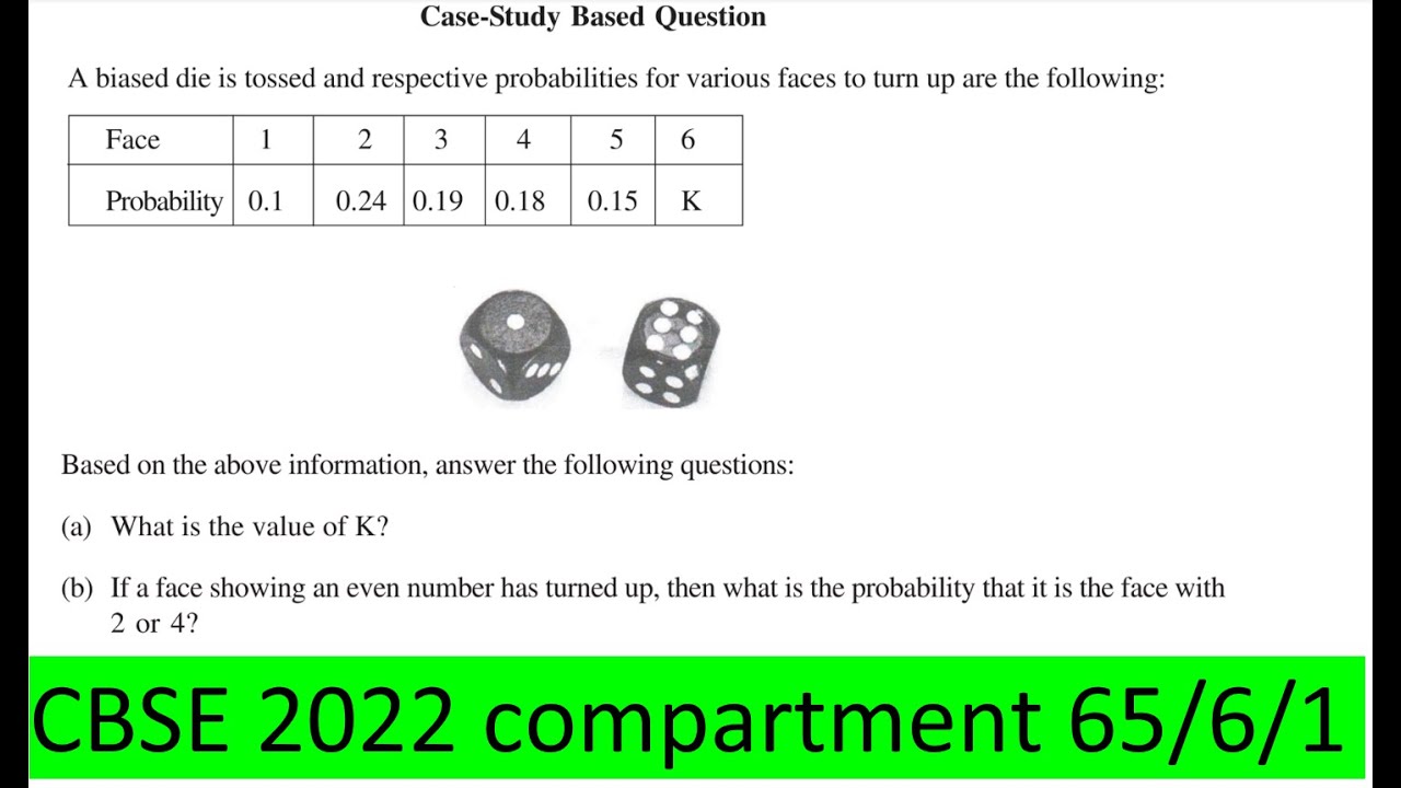 A biased die is tossed If a face shows even number ,what is probability ...
