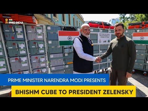 Prime Minister Narendra Modi presents BHISHM cube to President Zelensky l PMO - YouTube