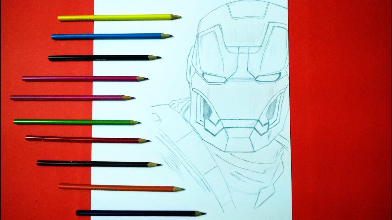 IRON MAN Sketch | Iron man Drawing | Iron Man Hand Art | 2017 - YouTube