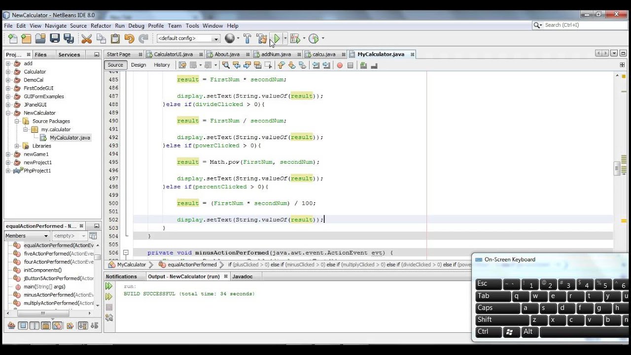 Making Calculator By Using Java Gui And Netbeans 80 Part 4 Youtube