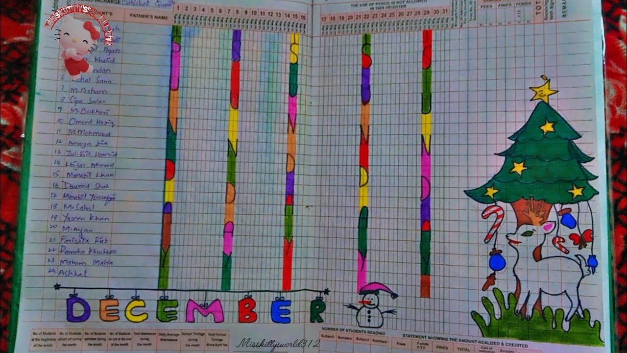 register decorations ideas for school||Students attendance register ...