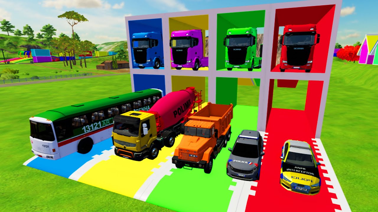 TRANSPORTING MIXER CEMENT TRUCK,TRIPPER BUS,DUMP TRUCK,POLICE CAR TO ...