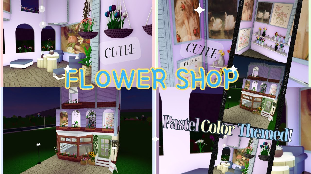 [ bloxburg ] Simple Flower Shop { Pastel Color Theme } ꒰ 74k ꒱ (build ...