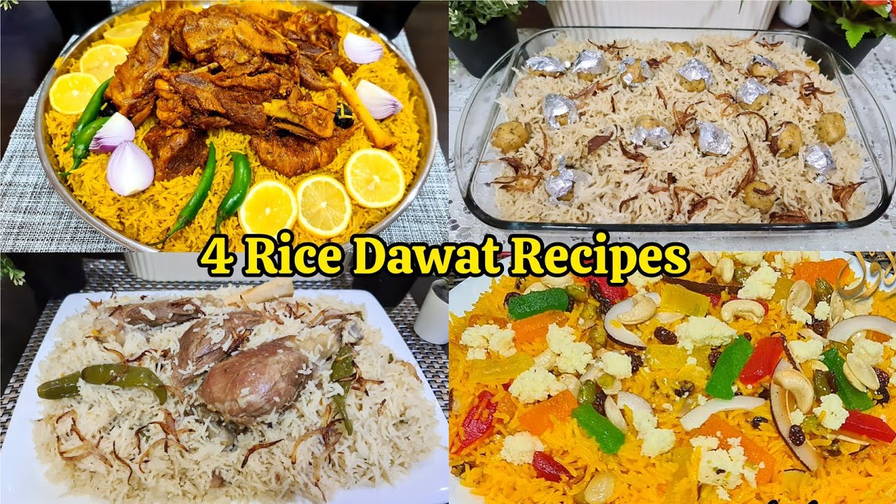 4 Rice Dawat Recipes | White Mutton Pulao | Zarda ( Meethay Chawal ...