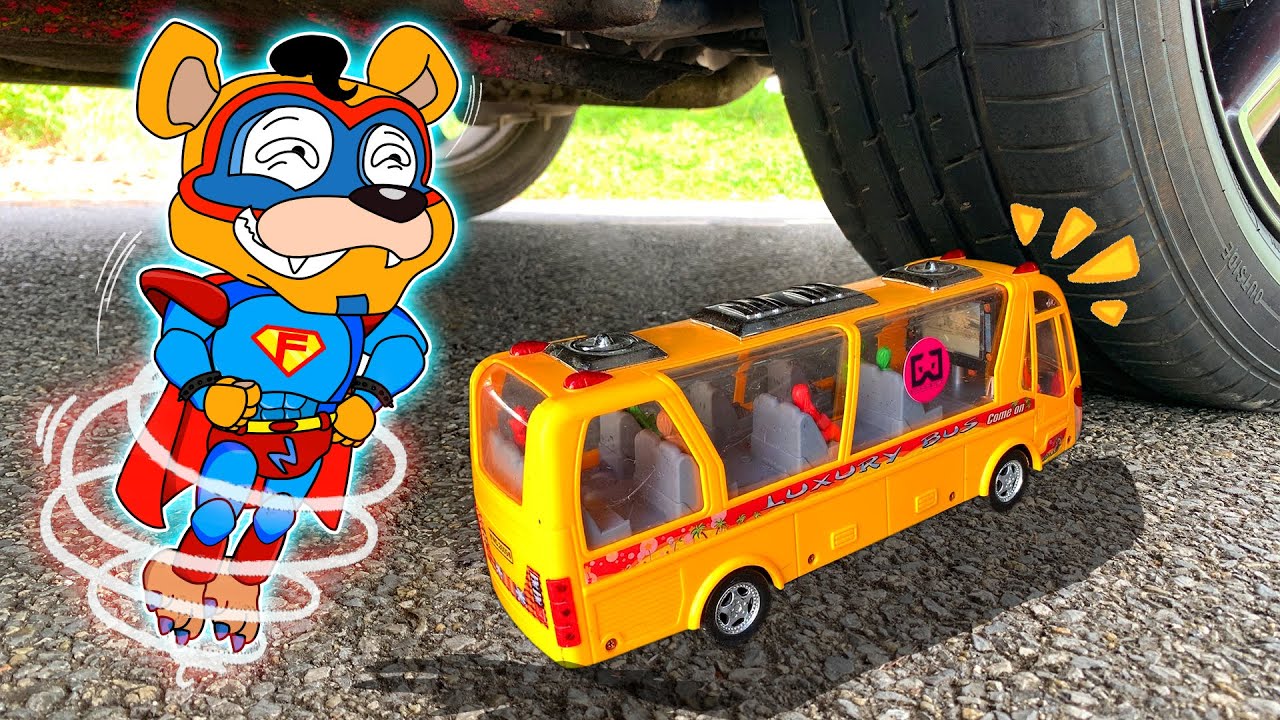 Crushing Crunchy & Soft Things by Car Experiment Car Bus toys, food ...