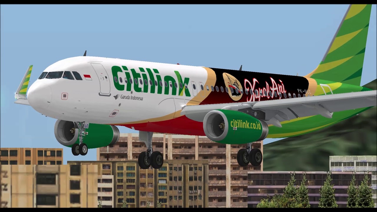 AIRBUS A320 214 CITILINK LIVERY KAPAL API LANDING AT KAI TAK AIRPORT ...
