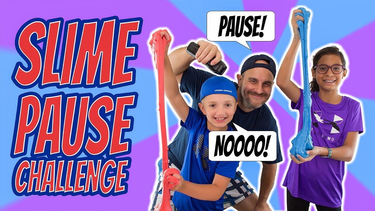 PAUSE Slime CHALLENGE with Our DAD!! - Jake and Jill TV - YouTube