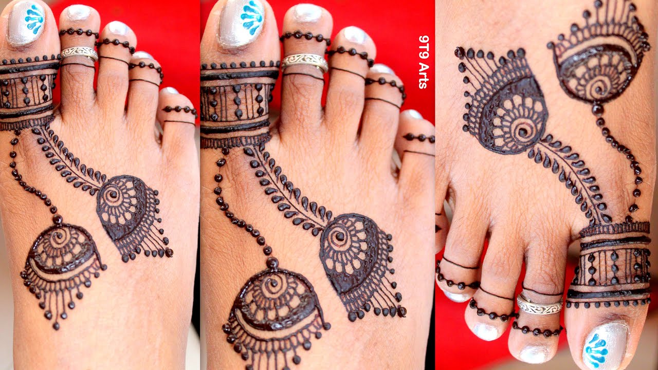 मेहंदी के डिजाइन | Jhumka Mehndi | Easy Feet Mehndi Designs | Mehandi ...