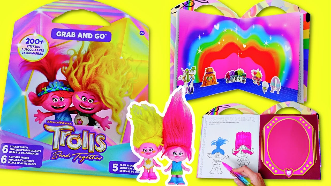 Trolls Band Together Activity Play Book with Movie Characters - YouTube