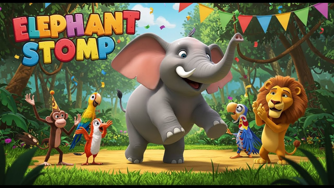 Elephant Stomp” 🐘🎶 — short, strong, easy for kids to repeat. A dancing ...