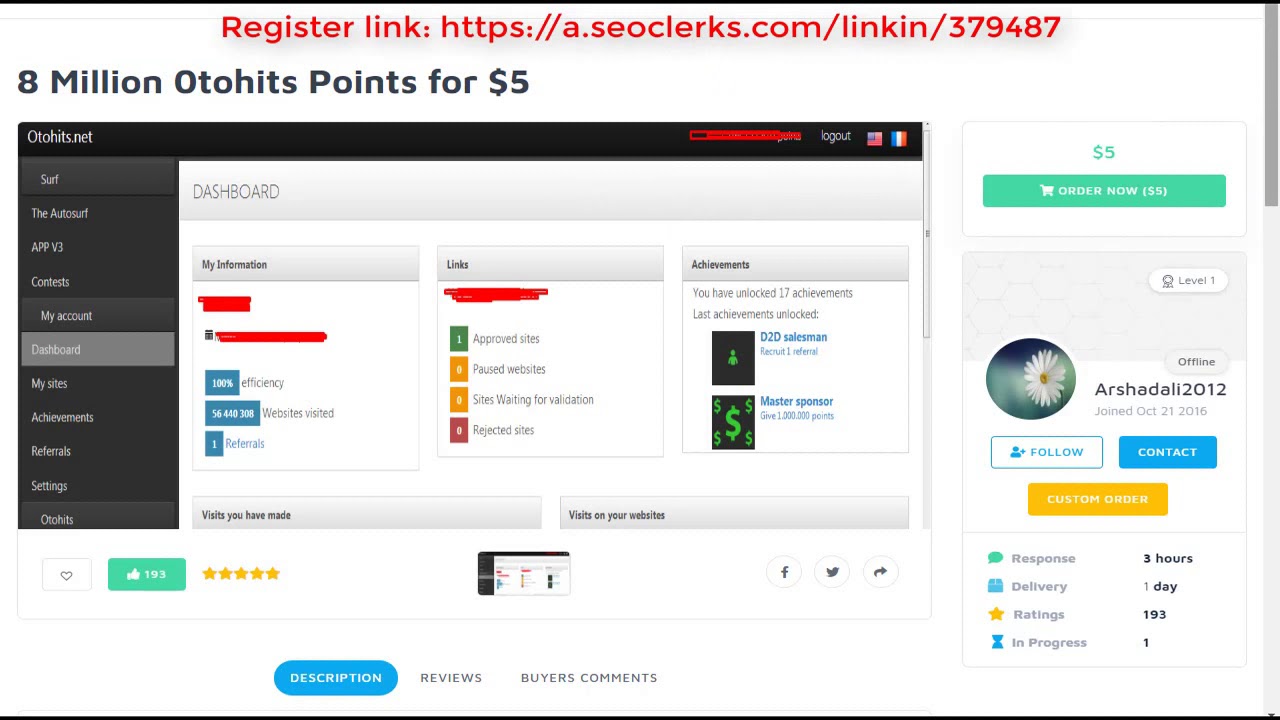 8 Million otohits Points for $5 on seoclerk - YouTube