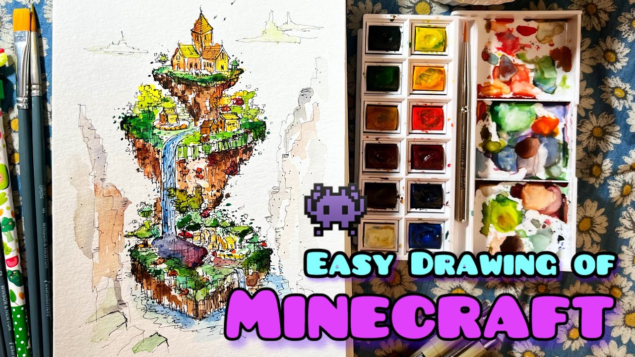 How to Draw a Minecraft World in Watercolour 🎨 - YouTube
