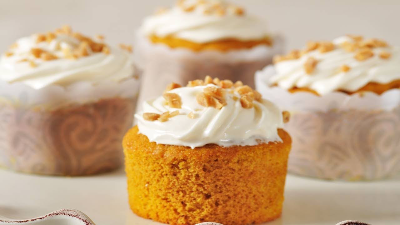 Pumpkin Cupcakes Recipe Demonstration - Joyofbaking.com - YouTube
