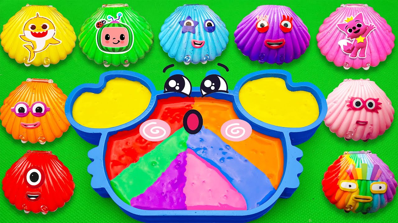 Making Rainbow Crab Bathtub by Mixing SLIME in Dirty Seashell CLAY ...