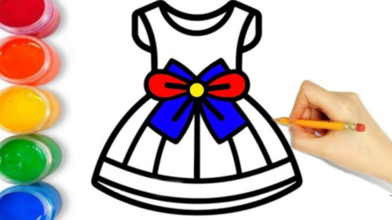 Princess dress drawing, coloring & painting for kids & toddlers | - YouTube