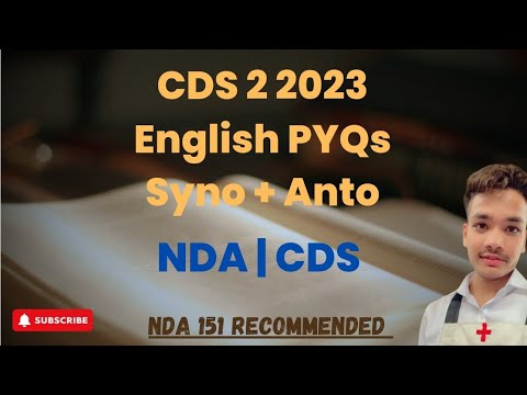 CDS 2/2023 Syno + Anto !! English Vocab NDA CDS || PYQs Questions Of ...