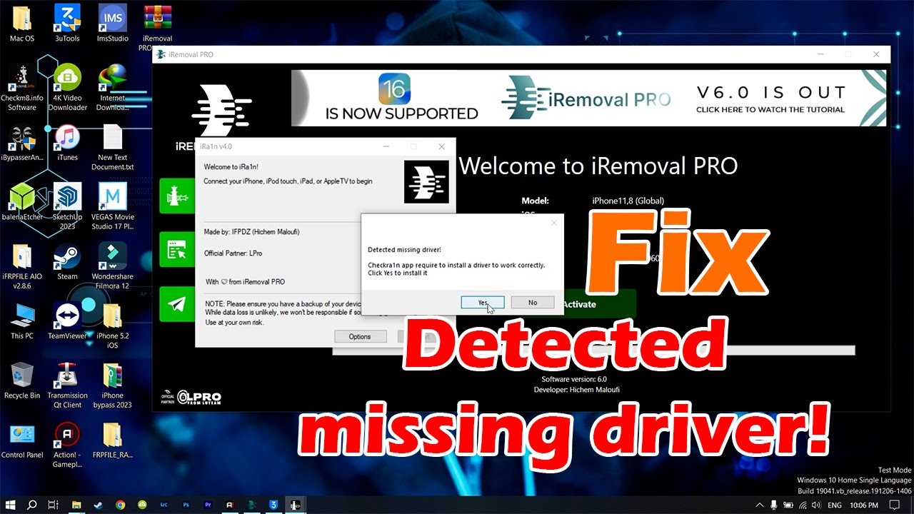 Fix Detected missing driver in iRemoval Pro 6 - YouTube