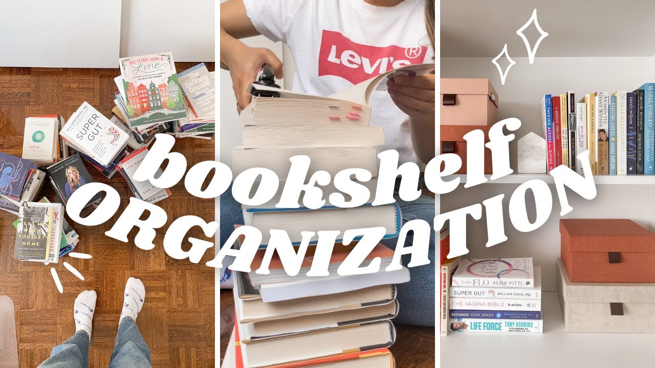 ORGANIZING MY BOOKSHELVES | book embosser & sorting my ENTIRE book ...
