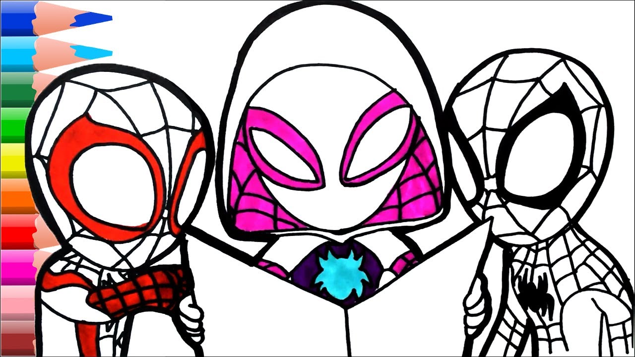 🔴Coloring Spider Man Team - Spidey and His Amazing Friends Coloring ...