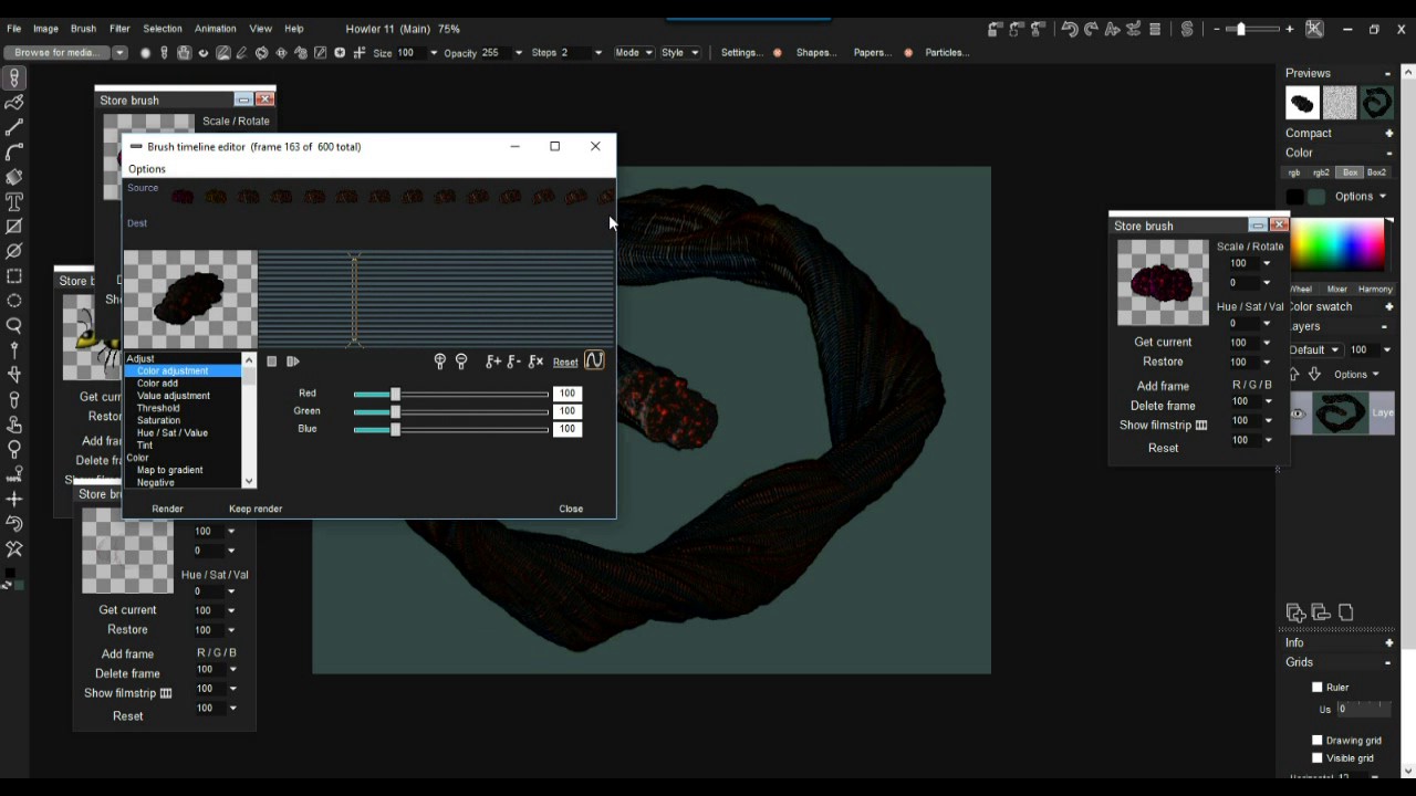 animated brushes and the curve tool - YouTube