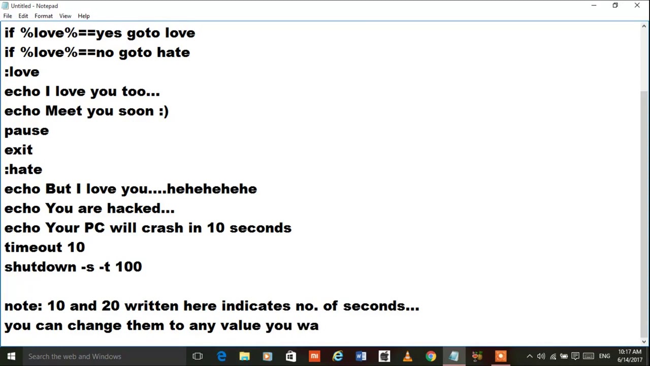 Create 'I Love You' Virus using Notepad - YouTube