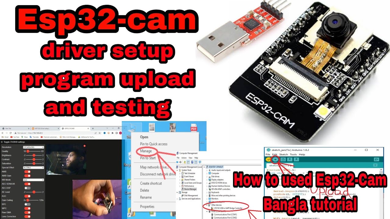 how to make esp32-cam project||programming and Driver setup||Bangla ...