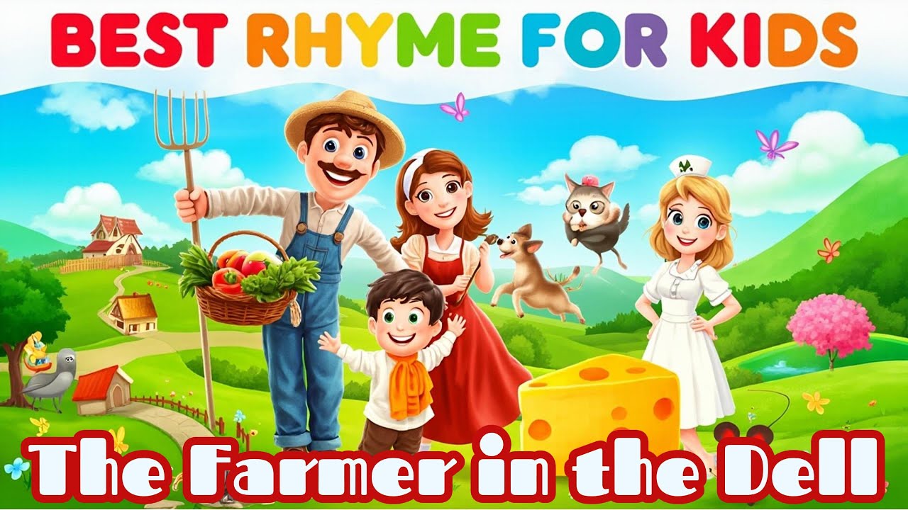 The Farmer in the Dell 👨‍🌾 | Farm Animal Nursery Rhymes for Kids | Fun ...