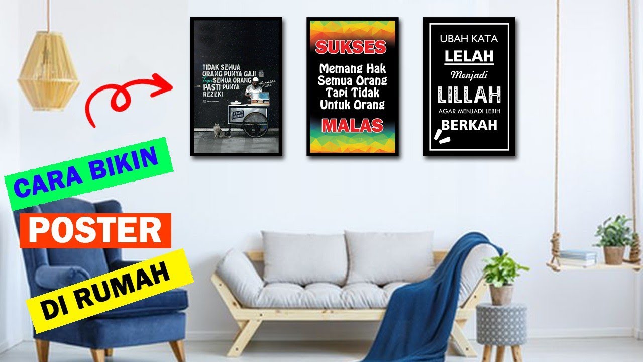 CARA MEMBUAT POSTER HIASAN DINDING DI RUMAH (DIY) | Versi Low Budget ...