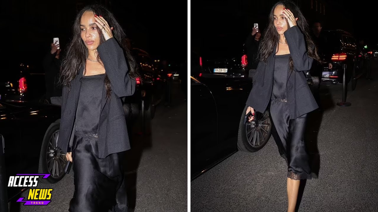 Zoe Kravitz Slays Paris Fashion Week in Satin Elegance! 🖤 - YouTube