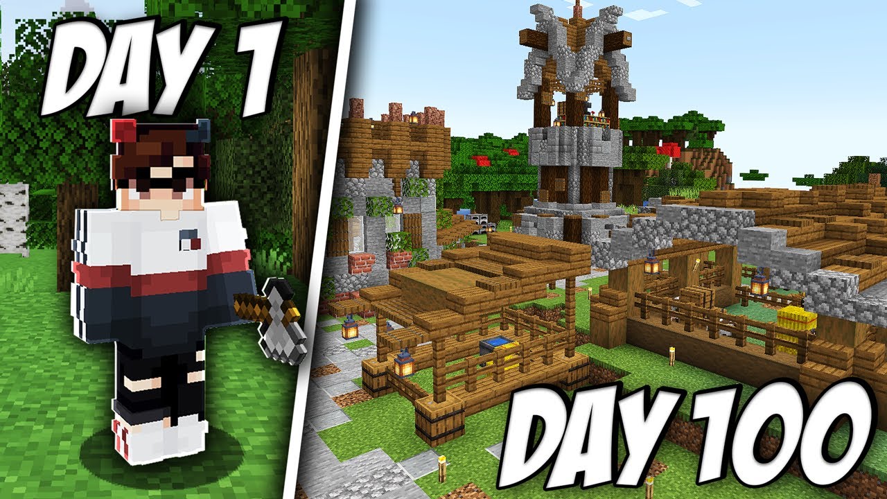 I spent 100 Days in Minecraft Hardcore and Built a CRAZY Base (Hindi ...