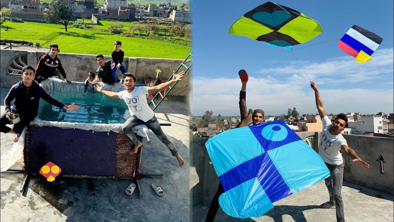 2 Big Gudda Kite Flying Vs Swimming Pool - YouTube