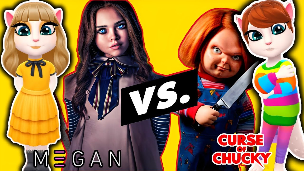 Curse Chucky 😳😈vs M3GAN doll Scary 💀🖤💛 My Talking Angela 2 😘 Gameplay ...