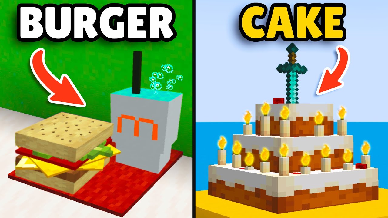 MINECRAFT: 50+ Food Build Hacks! - YouTube