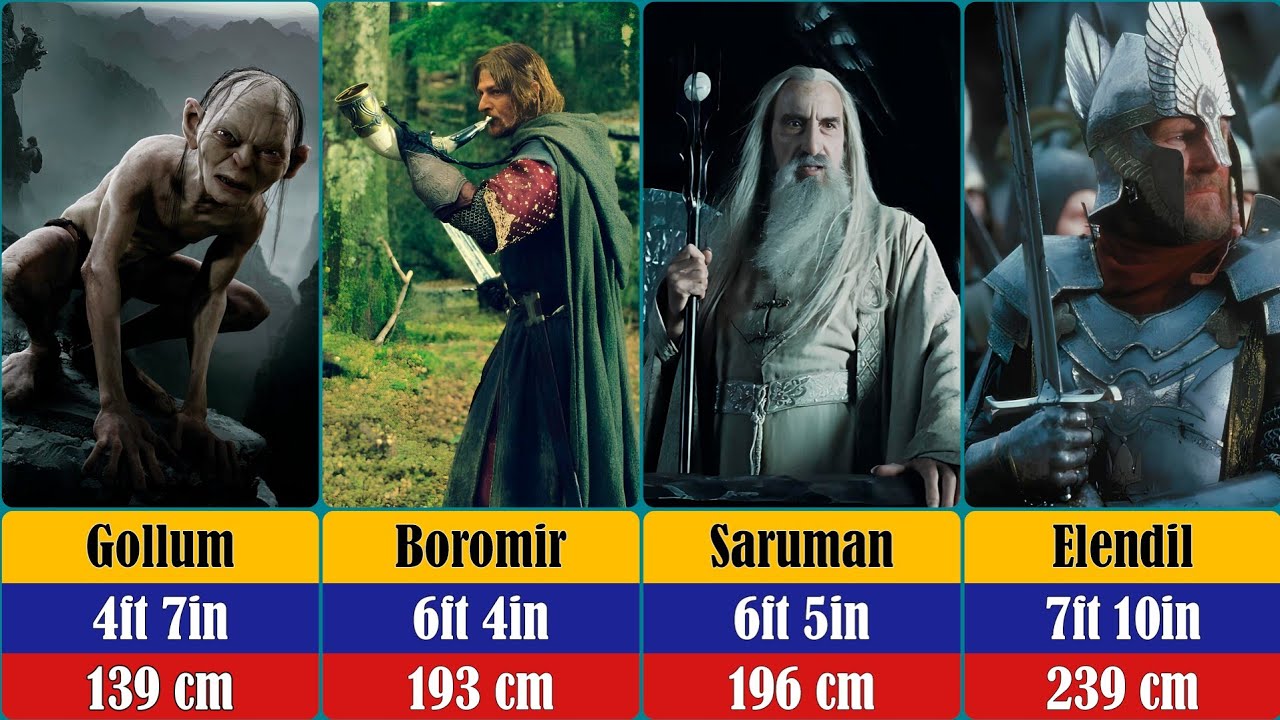 Lord of the Rings & Hobbit Characters Height Comparison - Who's the ...