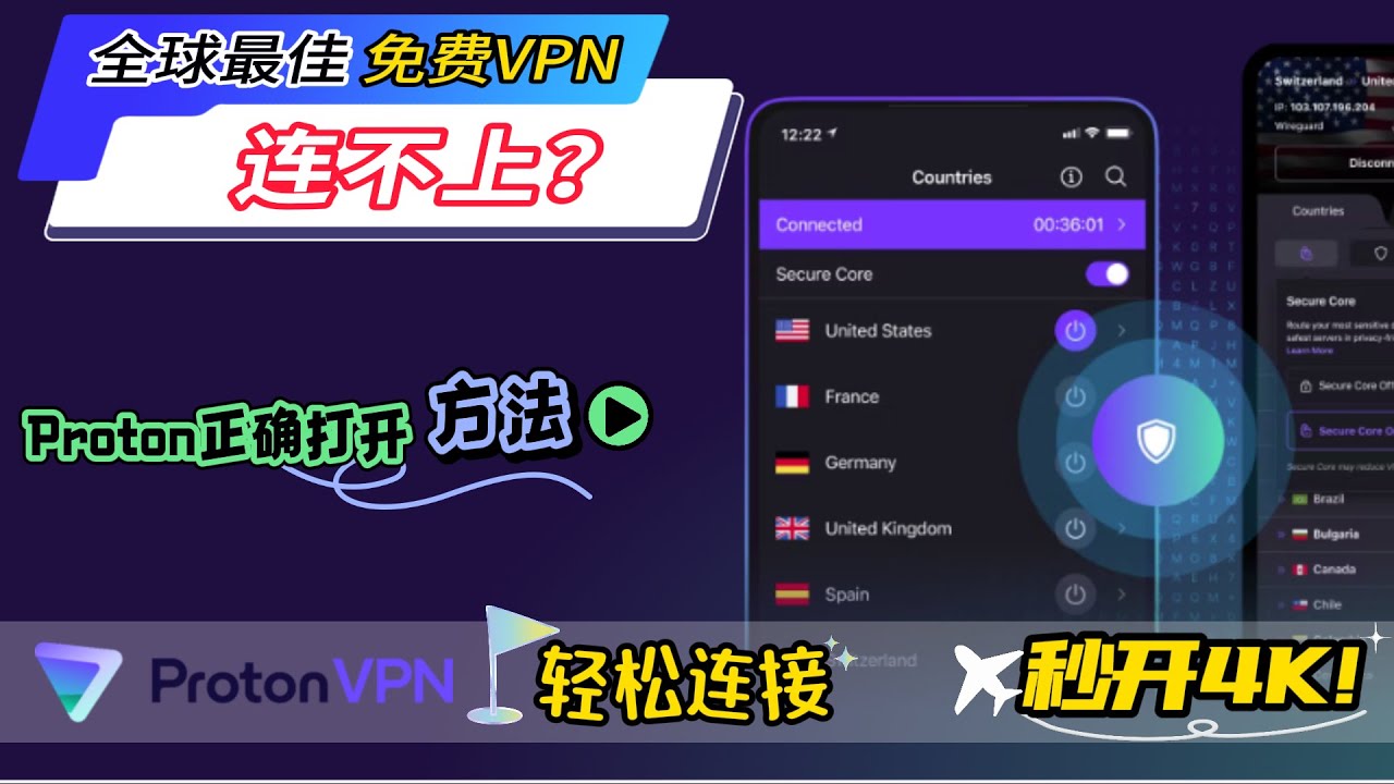 全球最佳免费vpn你说连不上？ProtonVPN高峰期秒开4K！你嫌慢？Proton VPN使用教程：轻松连接不再是梦！轻松应对连接问题与速度 ...