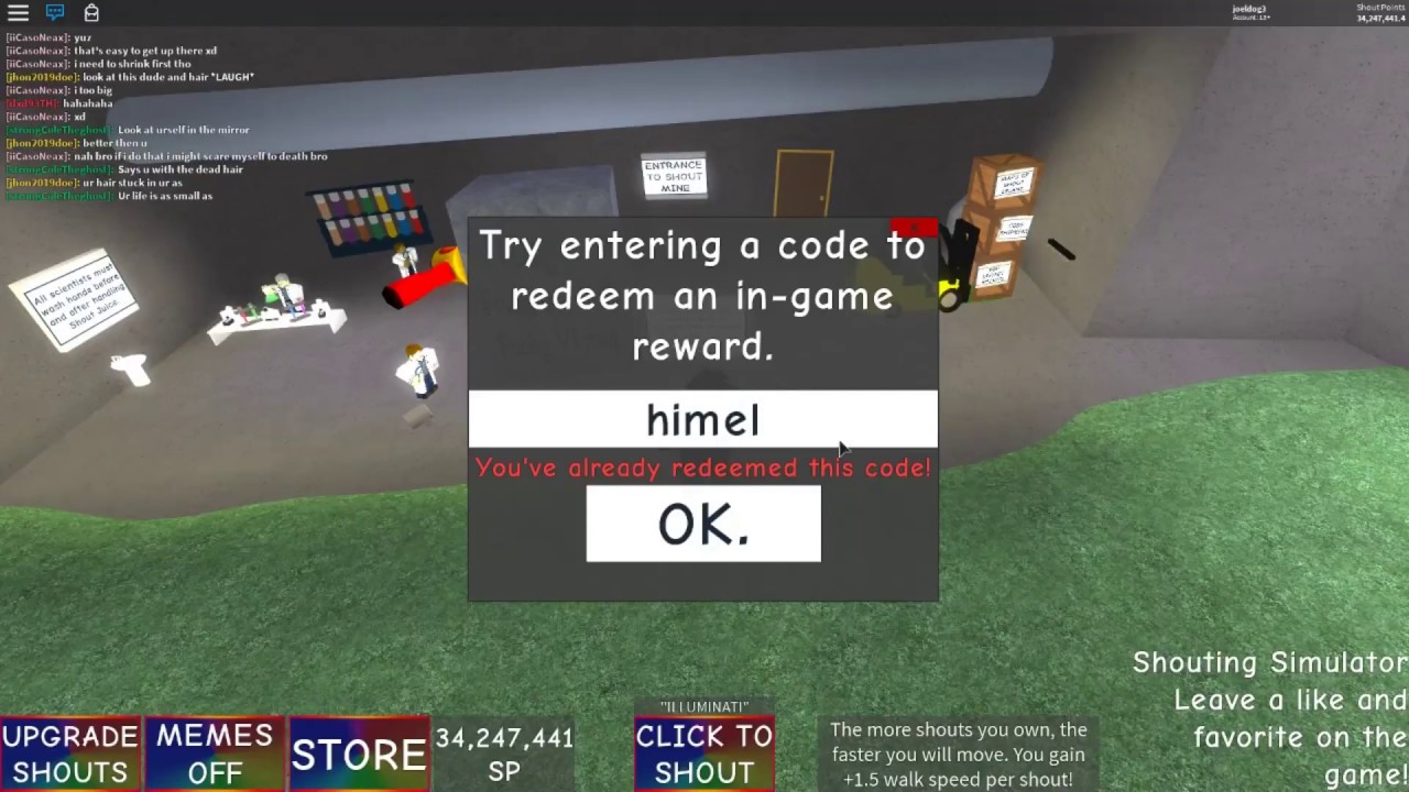 Codes of Shouting simulator - YouTube