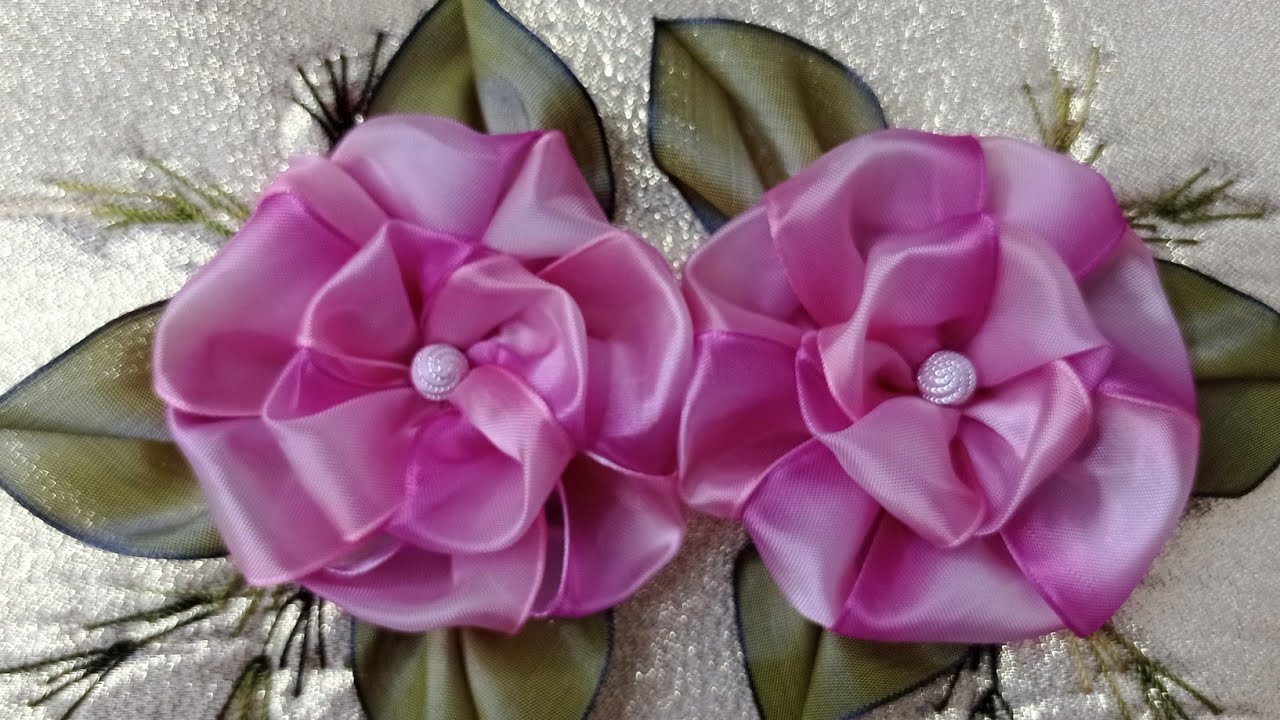 # 221 ROSA DE ORGANZA MUY FÁCIL (RIBBON FLOWERS/HOW TO MAKE FLOWERS ...