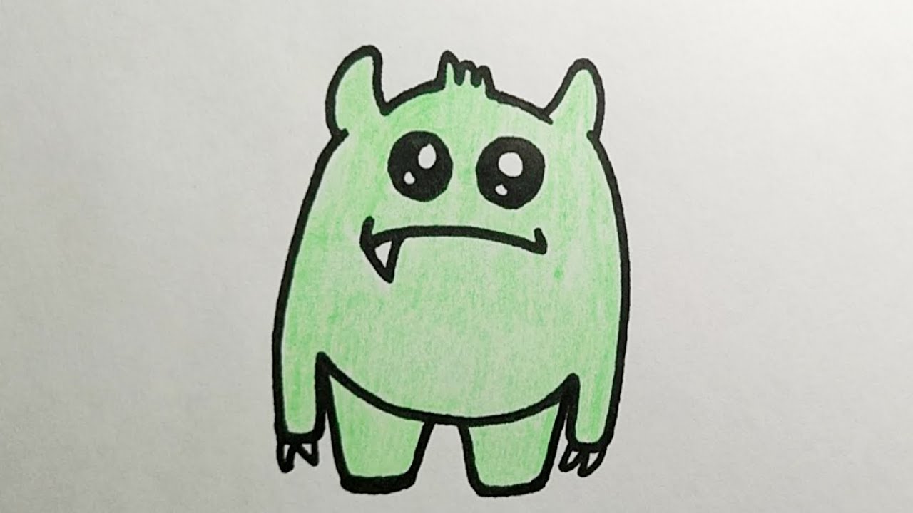 how to draw a cute green monster#drawings for children - YouTube