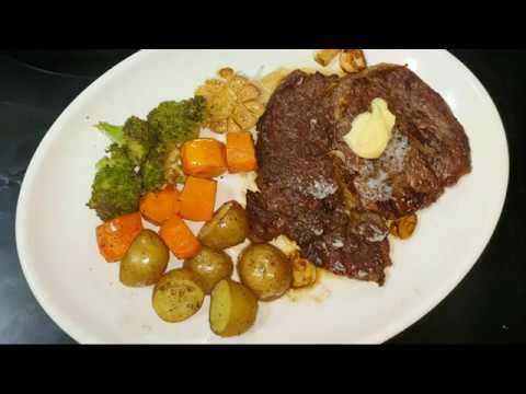 Ribeye steak and Baked veggies - YouTube