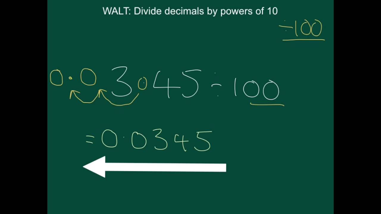Dividing Decimals by Powers of 10 (Basic Facts Stage 8) - YouTube