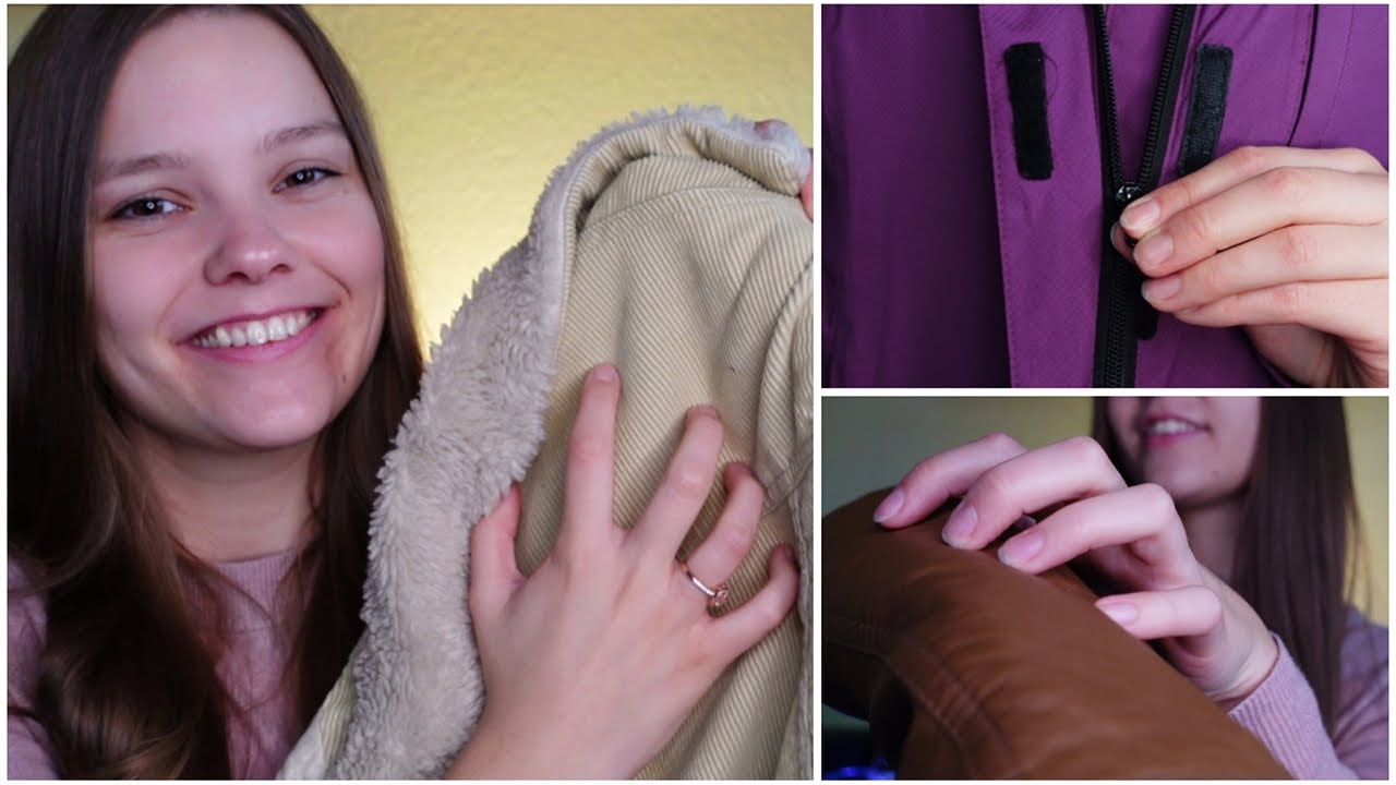 ASMR Fabric Scratching on Jackets (Fabric Rubbing, Zipper Sounds ...