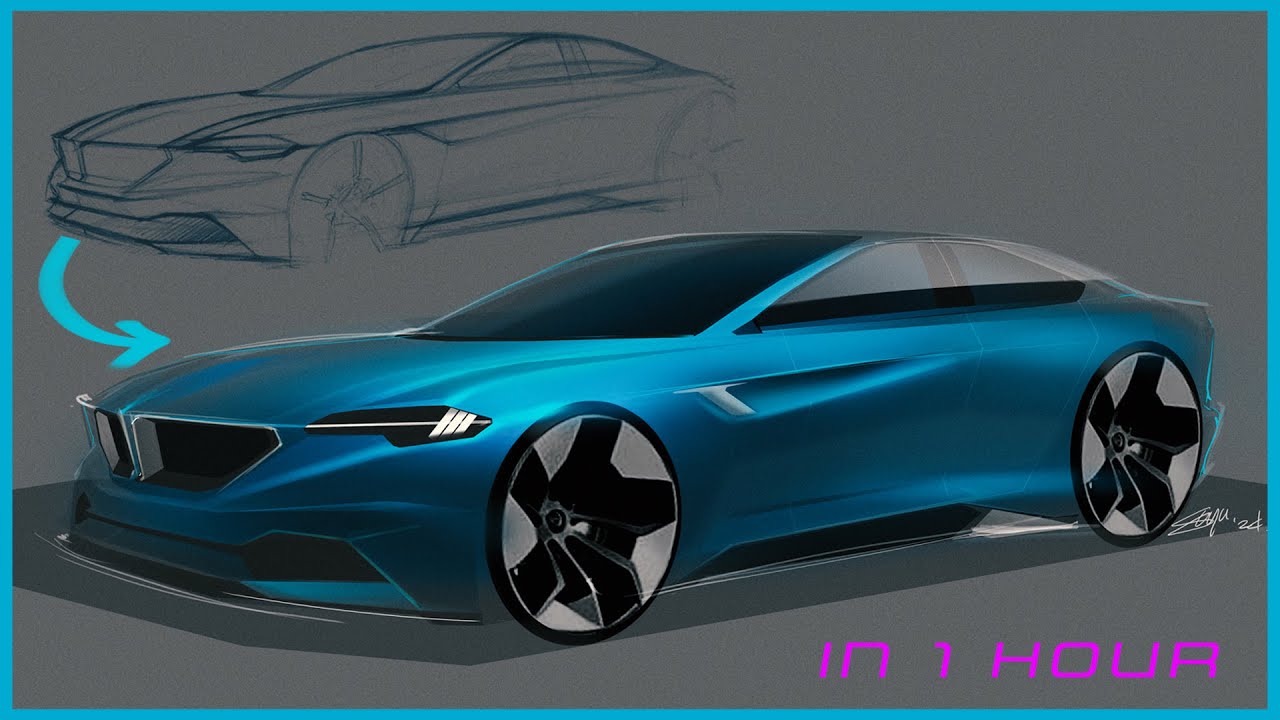 GabeDrawsCars - BMW From Sketch to Render in 1 Hour - YouTube