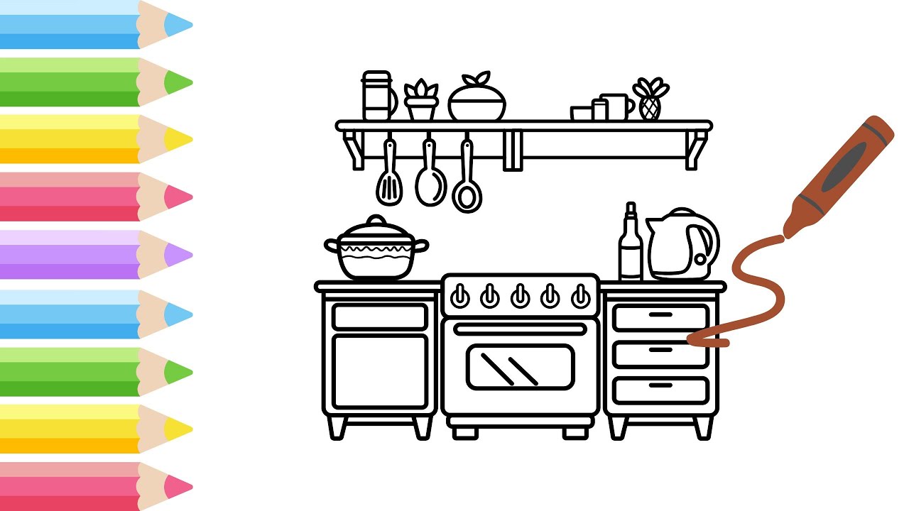 Coloring a Cute and Colorful Kitchen for Kids! Colorful Kitchen ...