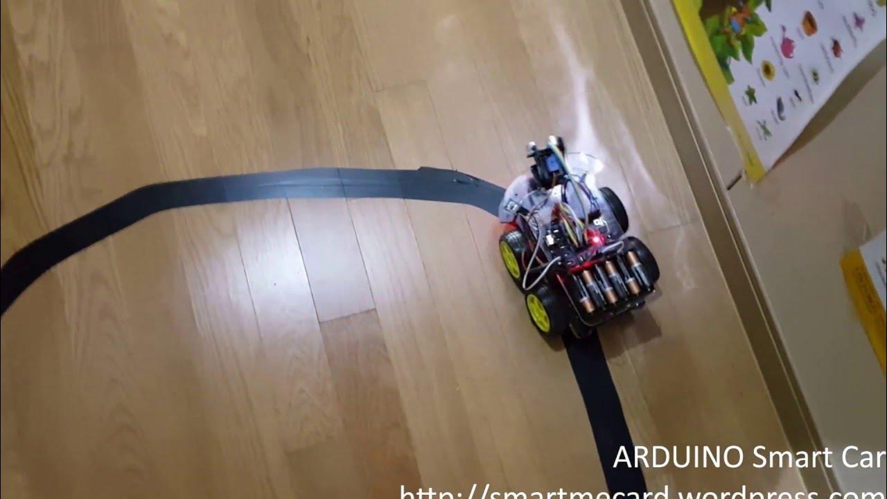 [DIY 아두이노 자동차]Arduino Smart Car + 4 Wheel Car + Black Line Tracking ...