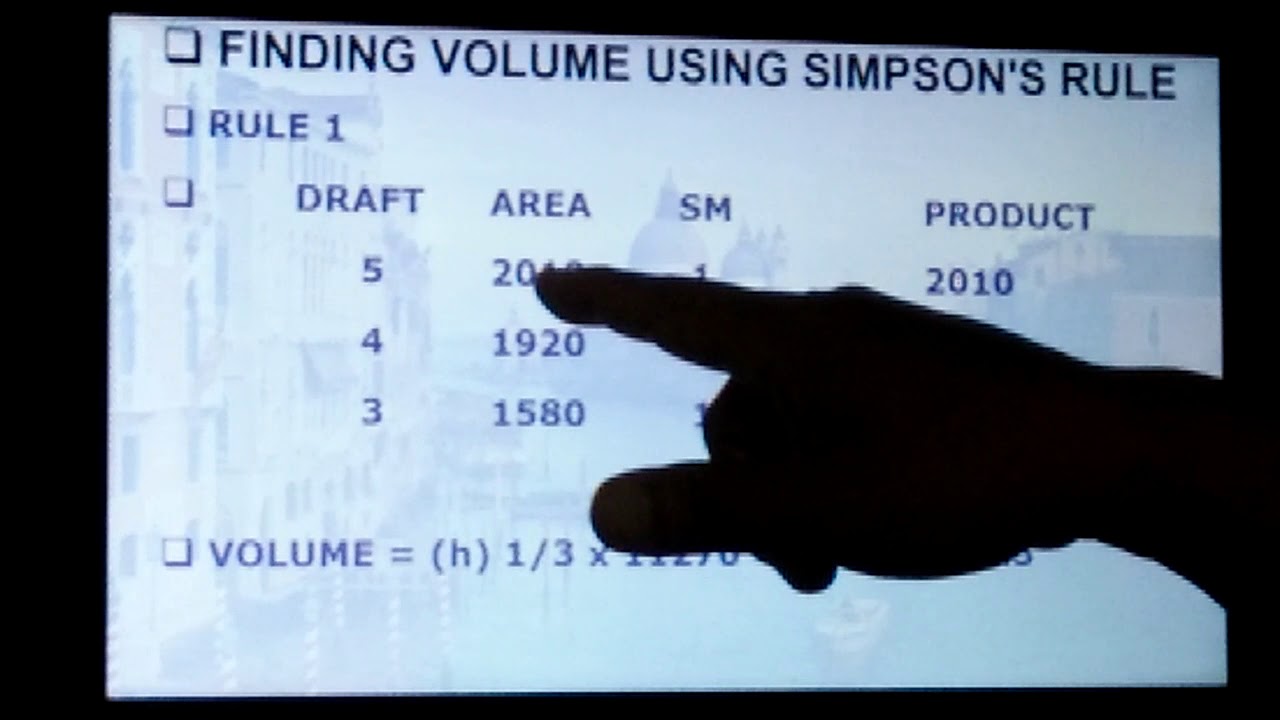 Calculation of Volume Using Simpson's Rule Example 2 - YouTube