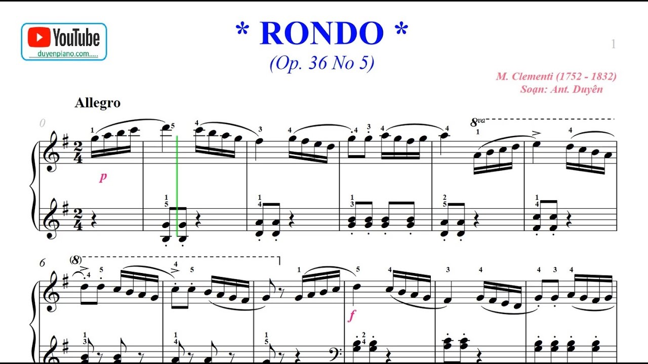 RONDO - (Clementi) * Nhạc cổ điển hay lớp Trung cấp - free sheet - YouTube